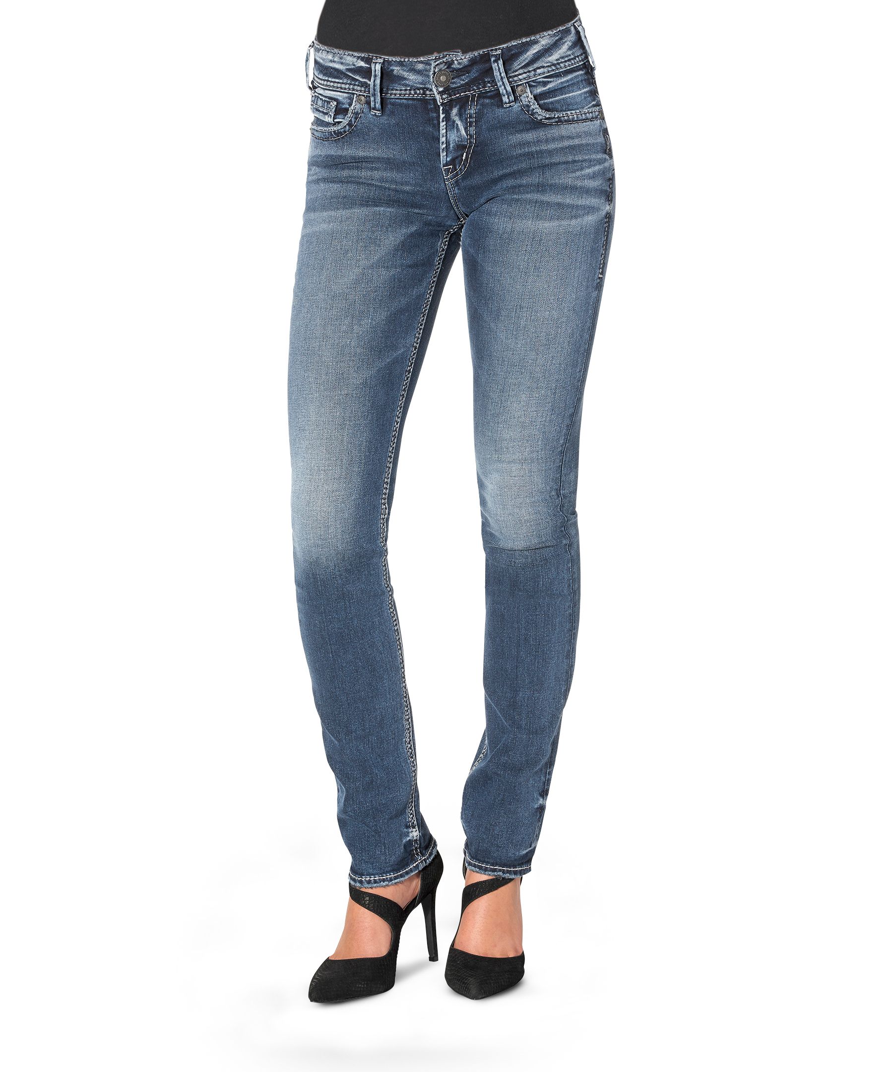 Silver Women's Elyse Mid Rise Straight Jeans | Mark's