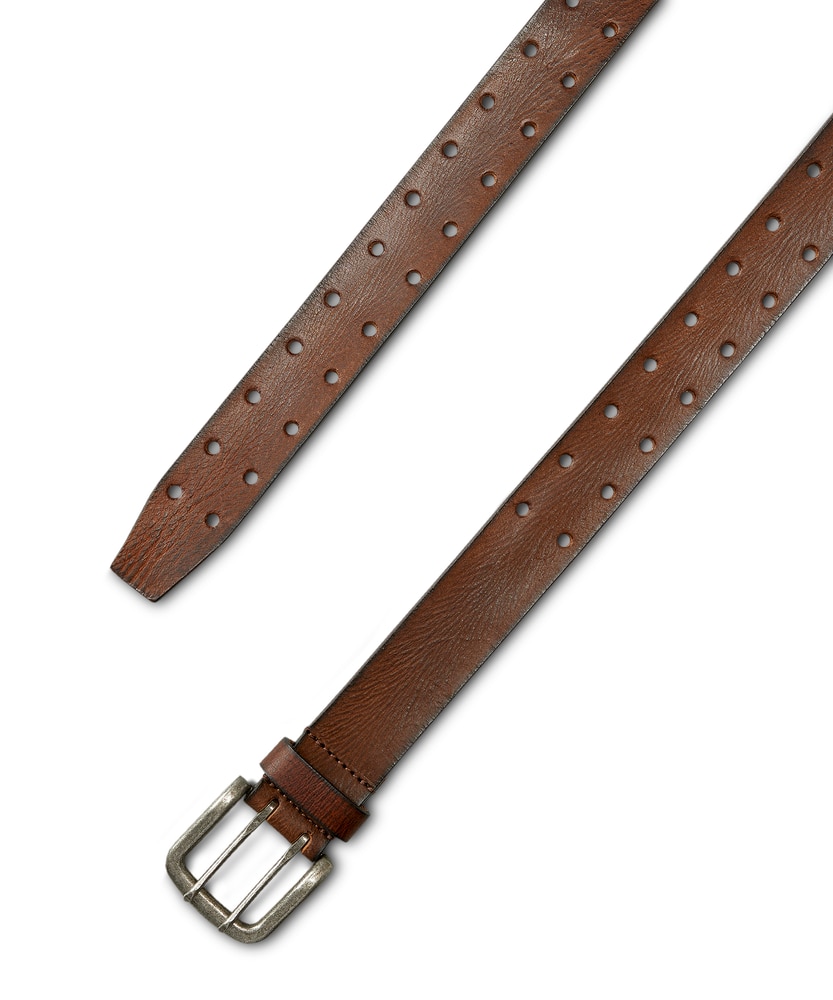 Men's Double Prong Distressed Leather Belt | Marks