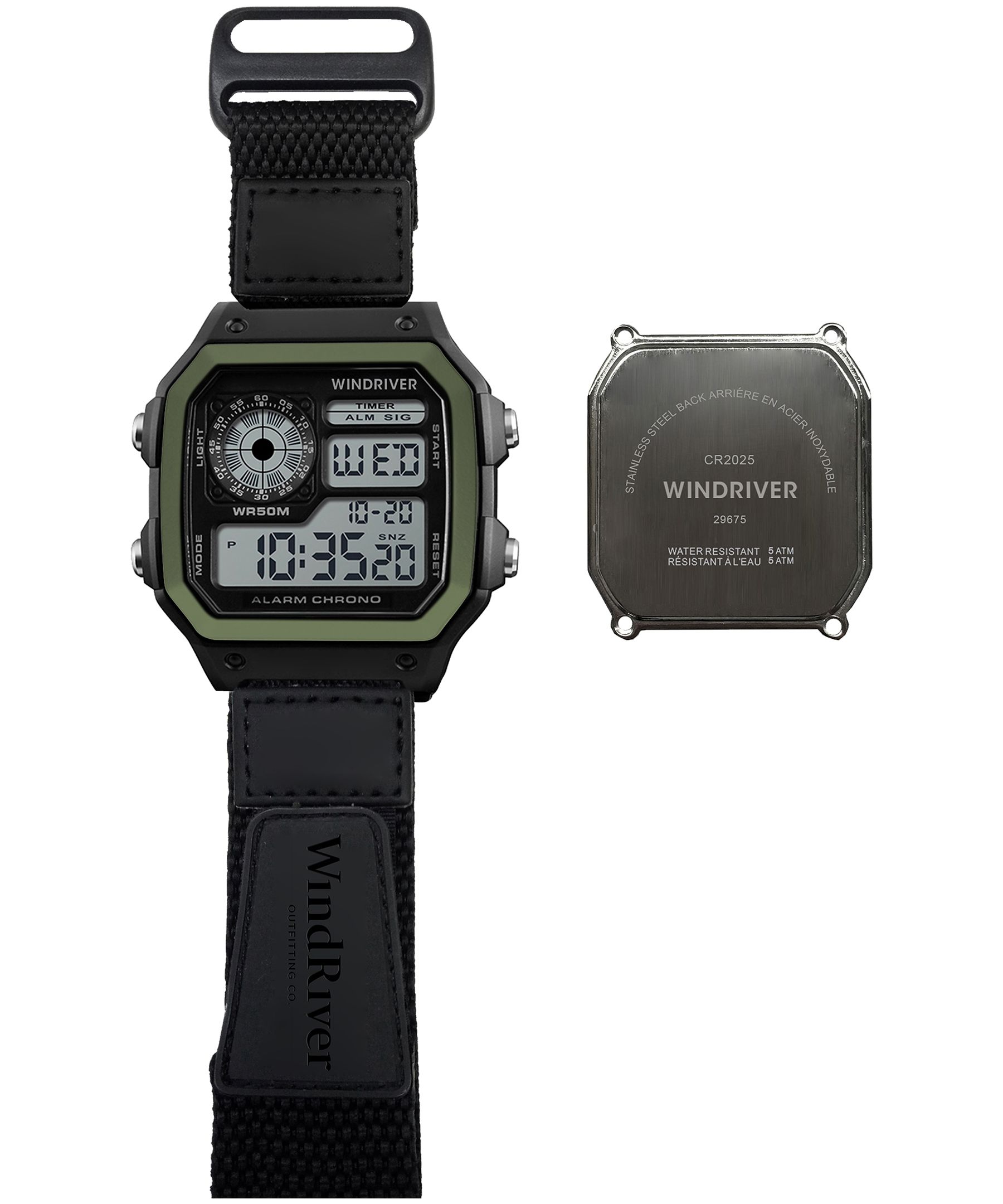 WindRiver Digital Water Resistant Watch with Velcro Strap | Marks