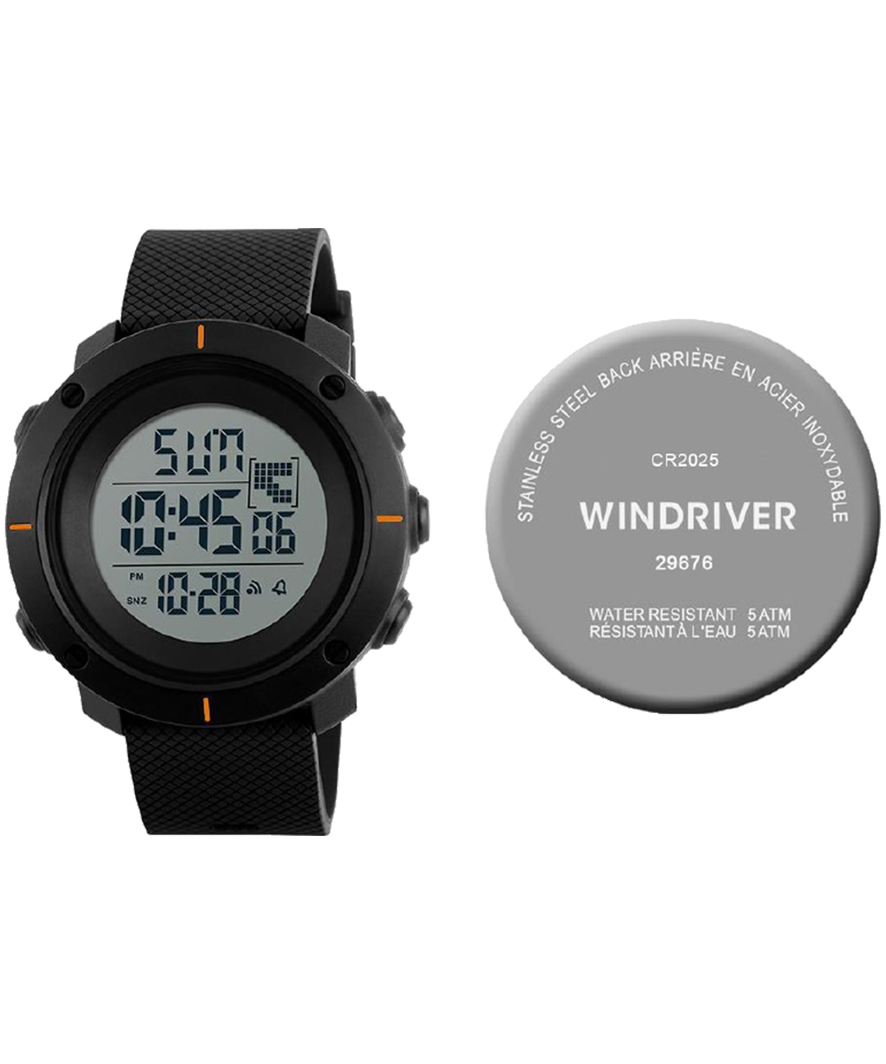 WindRiver Digital Water Resistant Watch with Carbon Strap | Marks