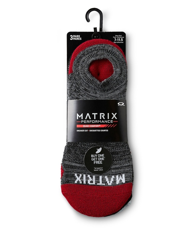 Matrix Men's 3 Pack FRESHTECH Quad Comfort Sneaker Cut Socks | Mark's