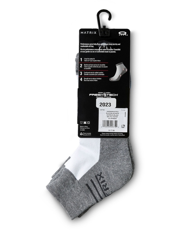 Matrix Men's 3 Pack FRESHTECH Quad Comfort Sport Socks | Mark's