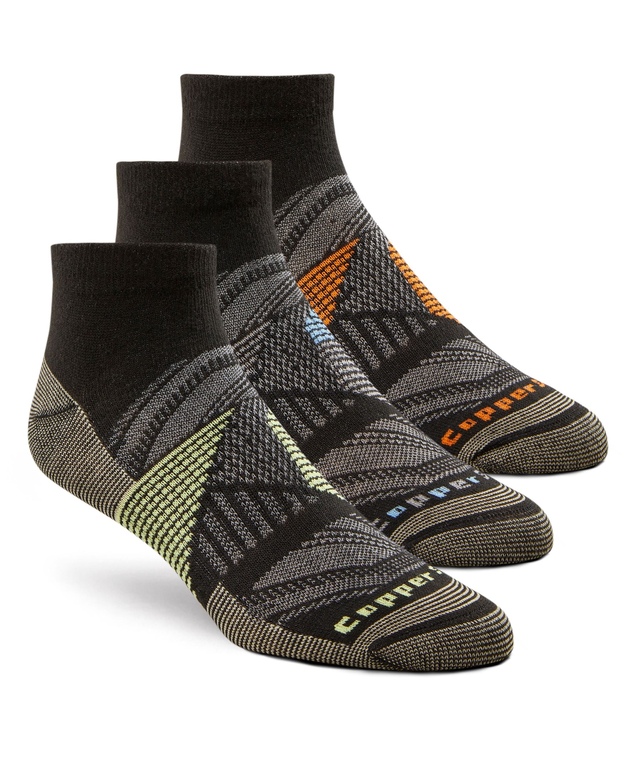 Copper Sole Men's 3 Pack Extreme Athletic Low Cut Socks with Moisture ...