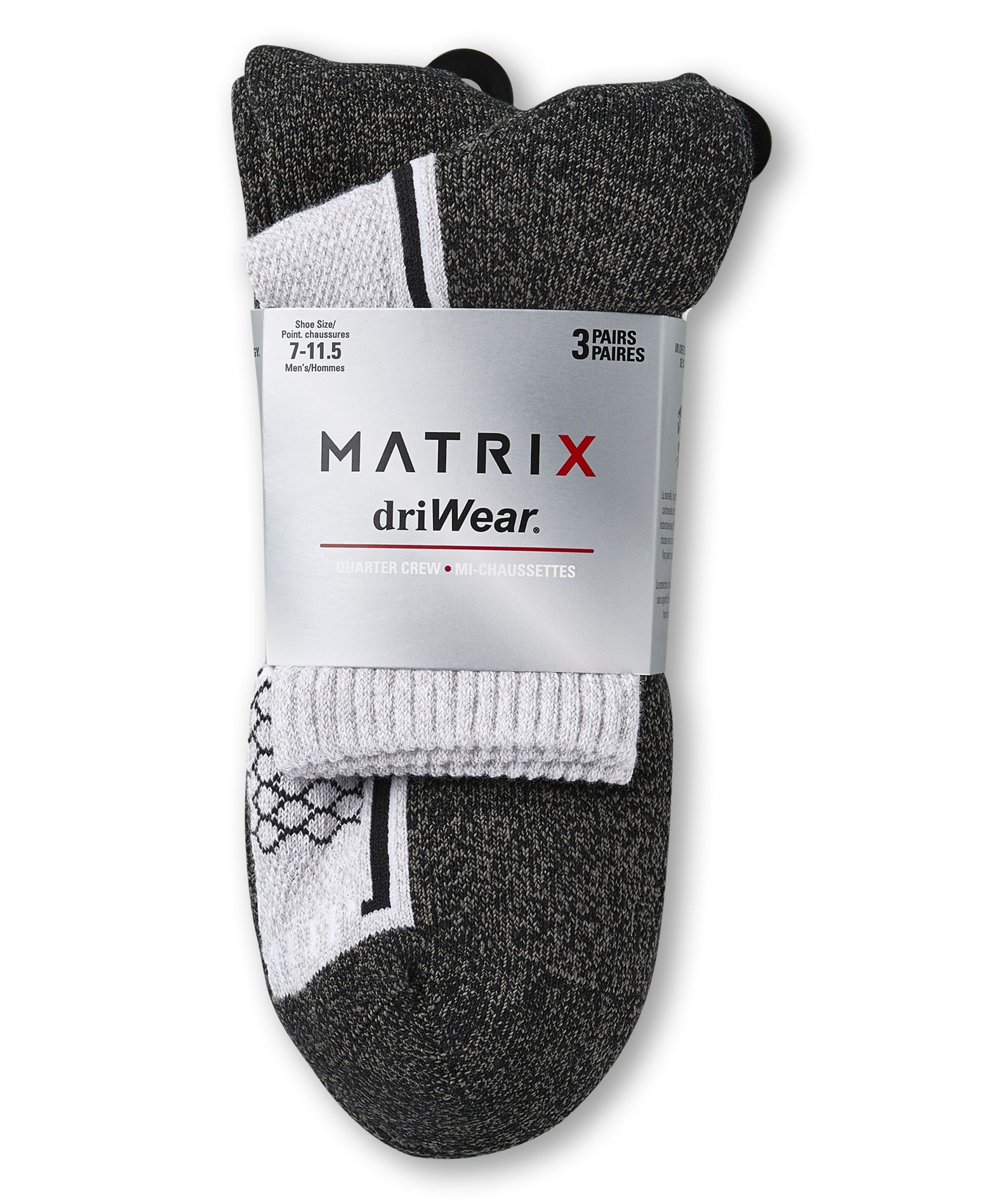 Matrix Men's Driwear 3 Pack Quarter Sport Socks | Mark's