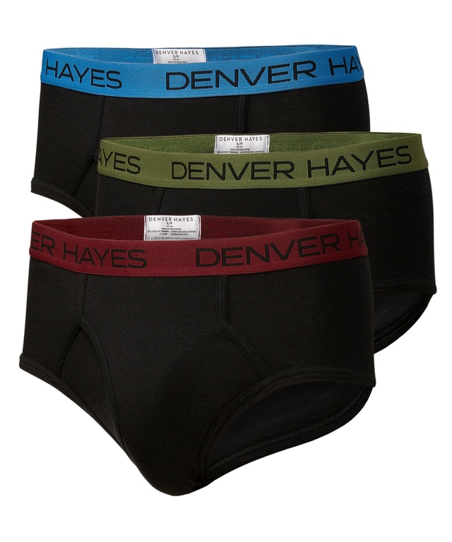 Denver Hayes Men's 3 Pack Cotton Basic Briefs - Black | Mark's
