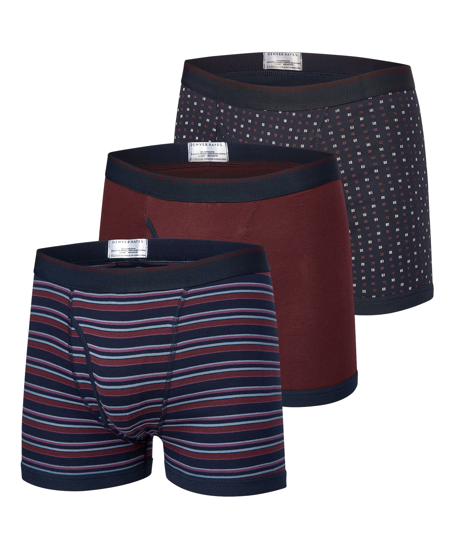 Caleçon boxeur teint en fil pour hommes, paquet de 3, Status, Denver ...