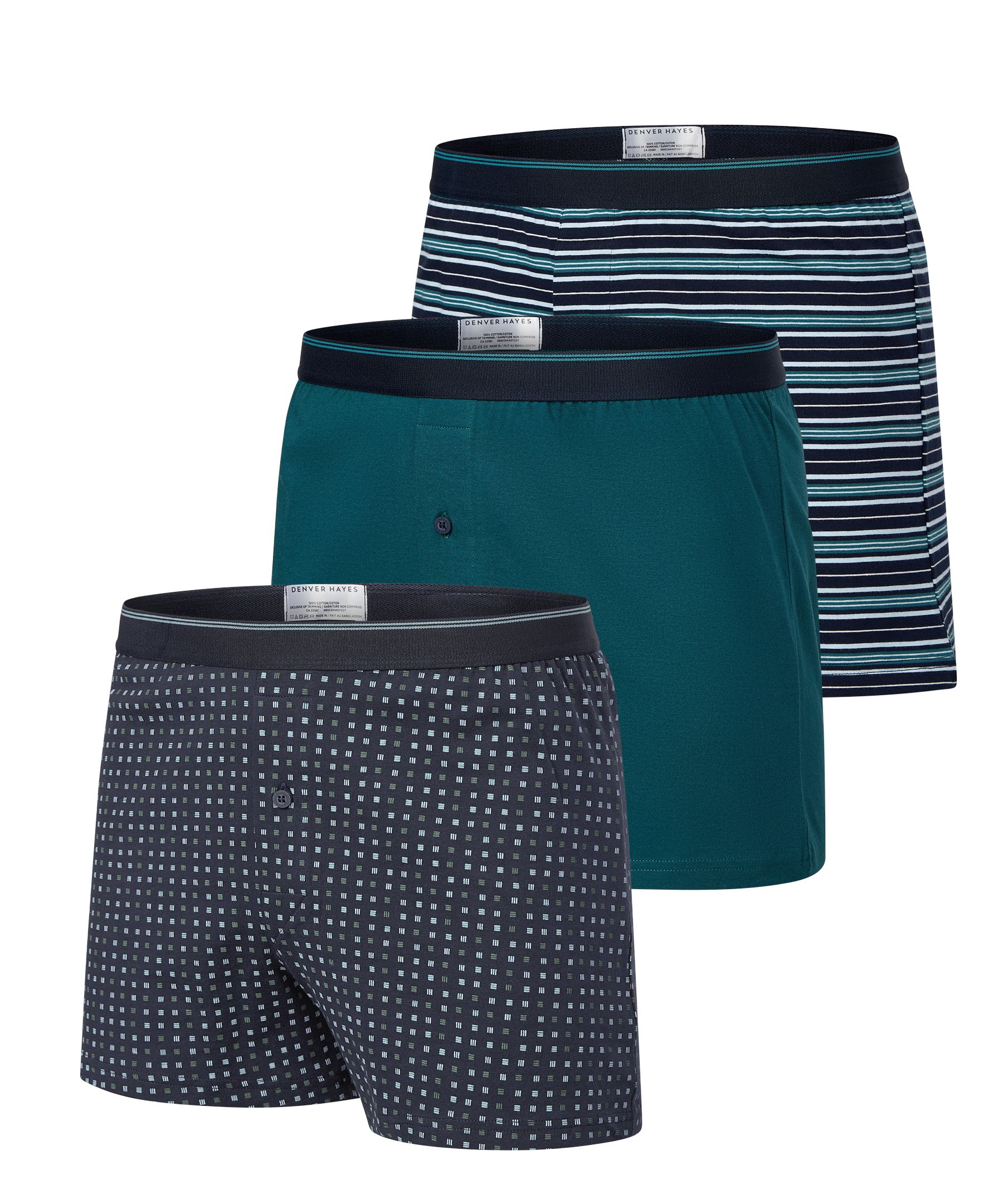 Boxeur à coupe ample teint en fil pour hommes, paquet de 3, Denver ...