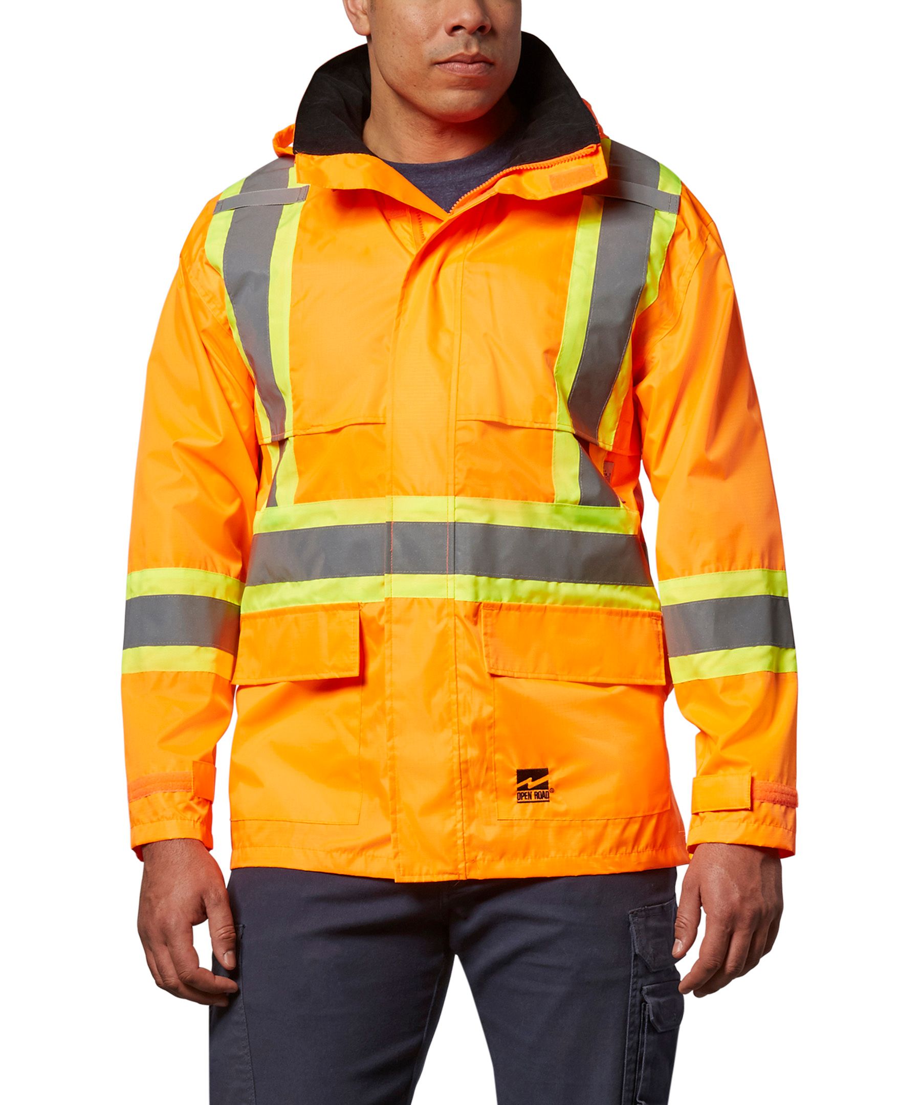 Open Road Men's Hi-Vis 150D Unlined Waterproof and Windproof Safety ...