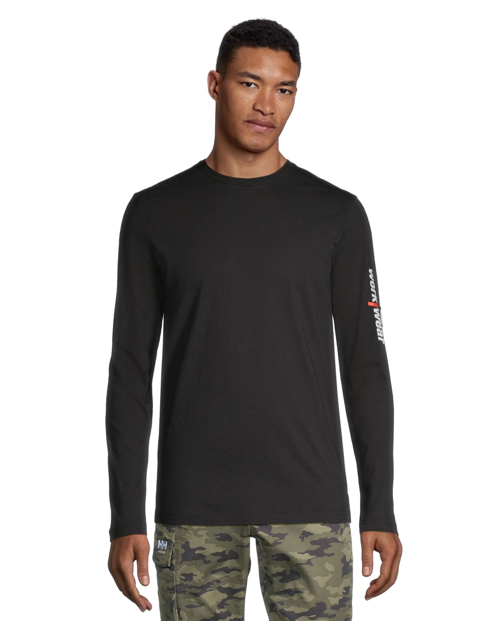 T-shirt en coton à manches longues avec logo sur la manche pour hommes ...