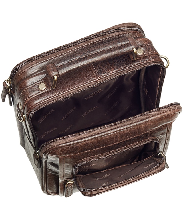 Mancini Leather Goods Women's Arizona Crossbody Travel Bag Brown | Mark's