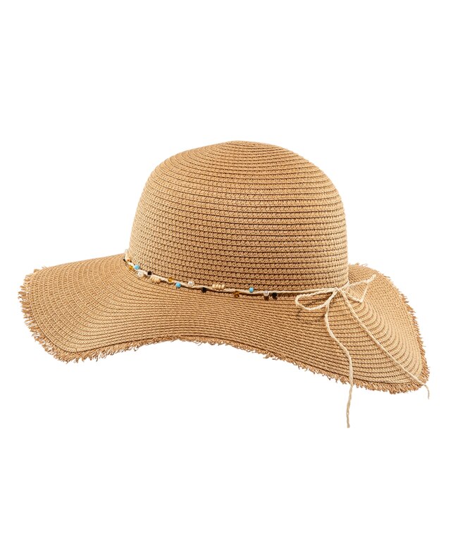 FarWest Women's Straw Hat Raw Edge/Beaded Trim | Marks
