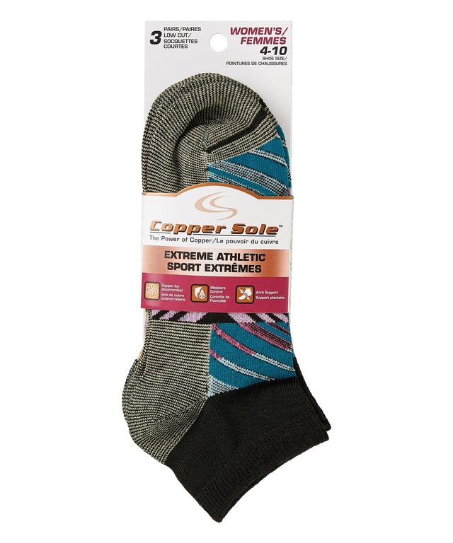 Copper Sole Women's 3 Pack Extreme Athletic Low Cut Socks | Mark's