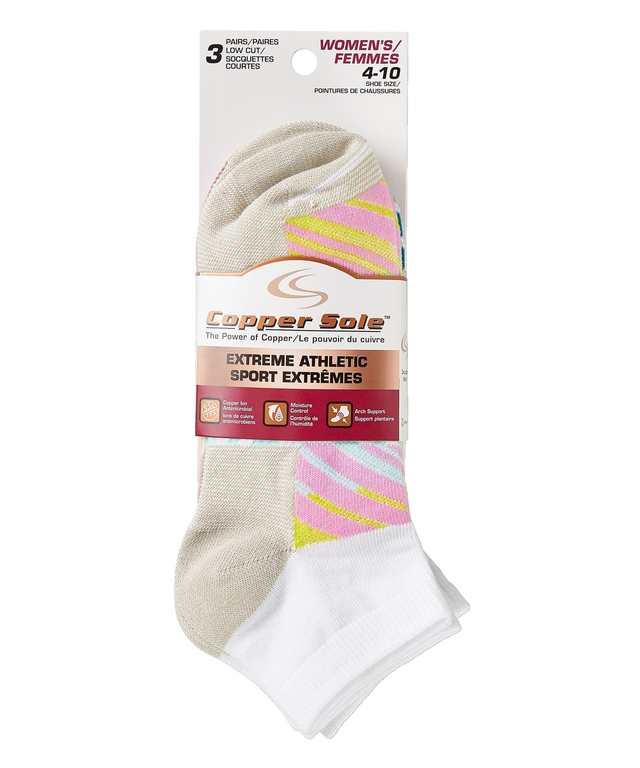 Copper Sole Women's 3 Pack Extreme Athletic Low Cut Socks | Mark's