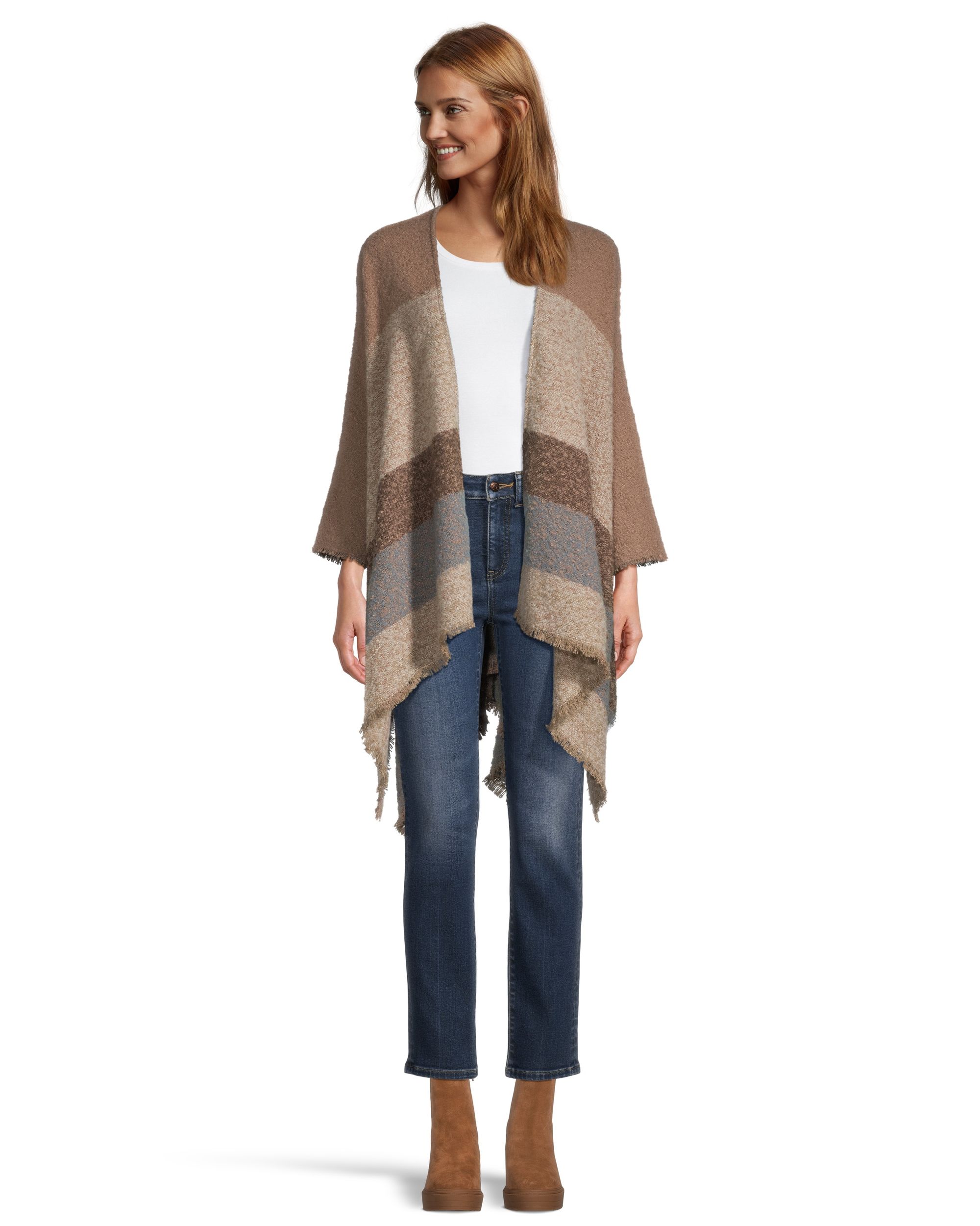Châle de style ruana avec frange pour femmes, Denver Hayes | L’Équipeur