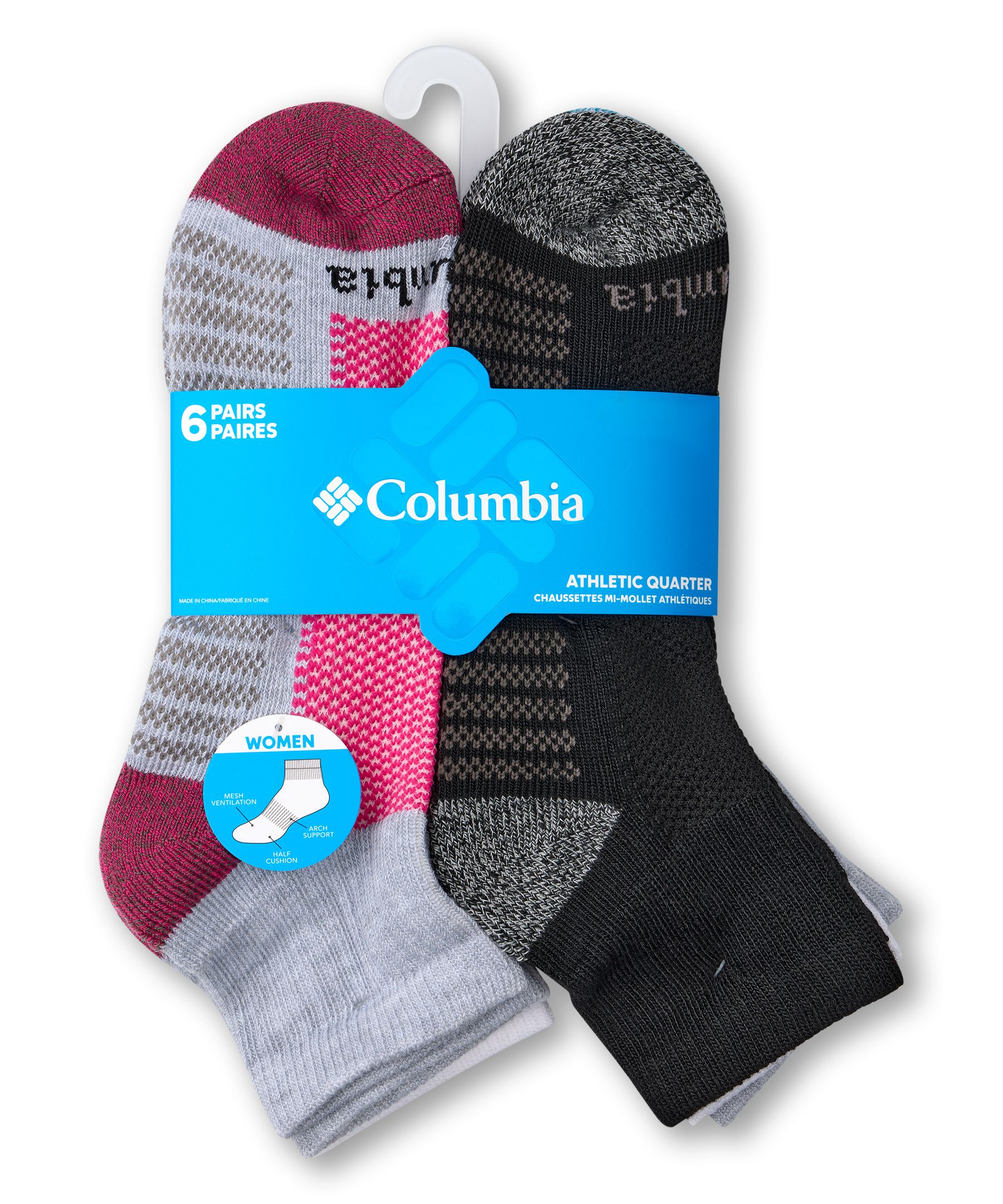 Columbia Women's Athletic Quarter Crew Socks, 6 Pack | Mark's
