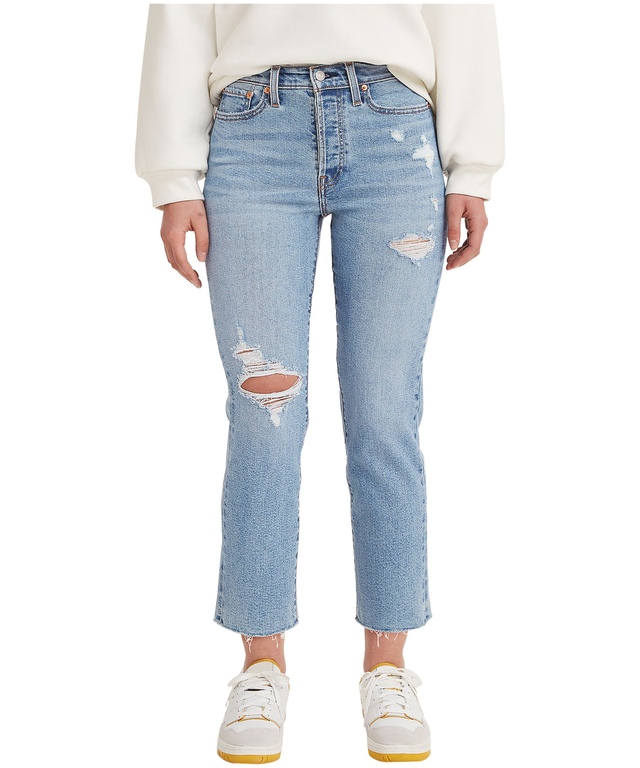 Levi's Women's Wedgie High Rise Straight Leg Cropped Jeans with Destruction Tears | Mark's