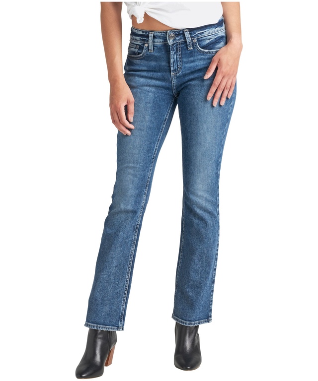 Silver Womens Elyse Curvy Fit Mid Rise Slim Bootcut Jeans Marks