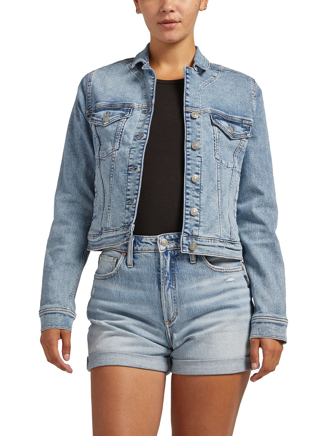 Silver Women's Fitted Denim Jacket | Mark's