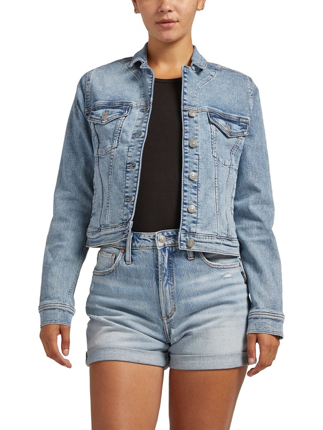 Silver Women's Fitted Denim Jacket | Mark's