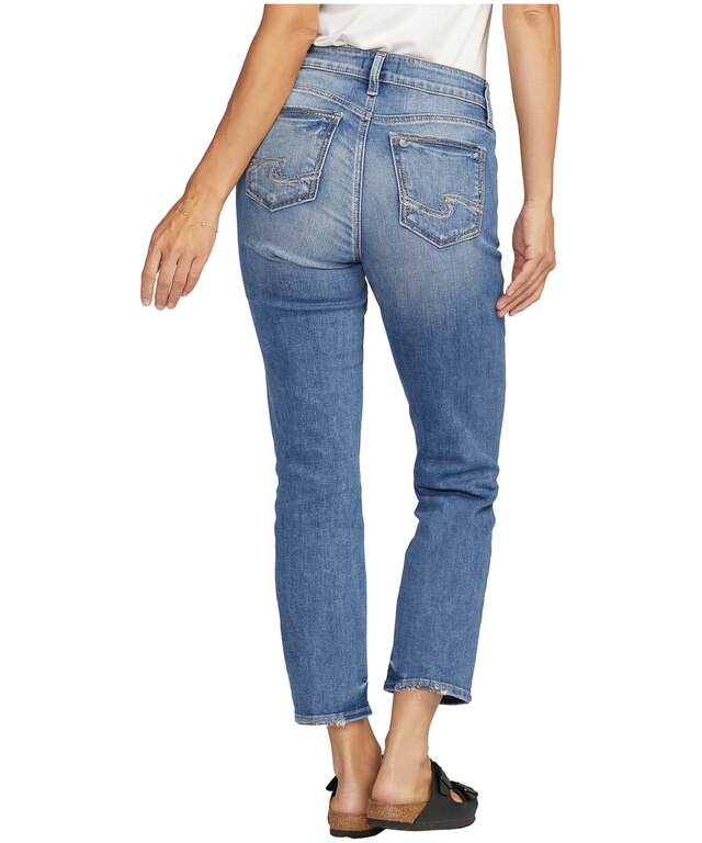 Silver Womens Elyse Curvy Fit Mid Rise Straight Leg Crop Jeans Marks
