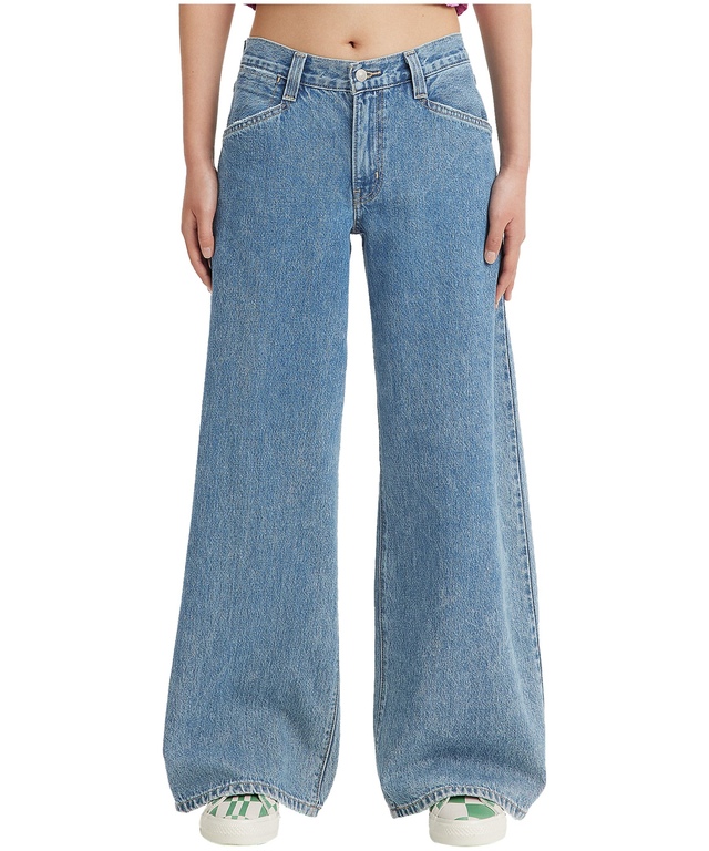 Levis Womens 94 Baggy Mid Rise Loose Fit Wide Leg Jeans Marks