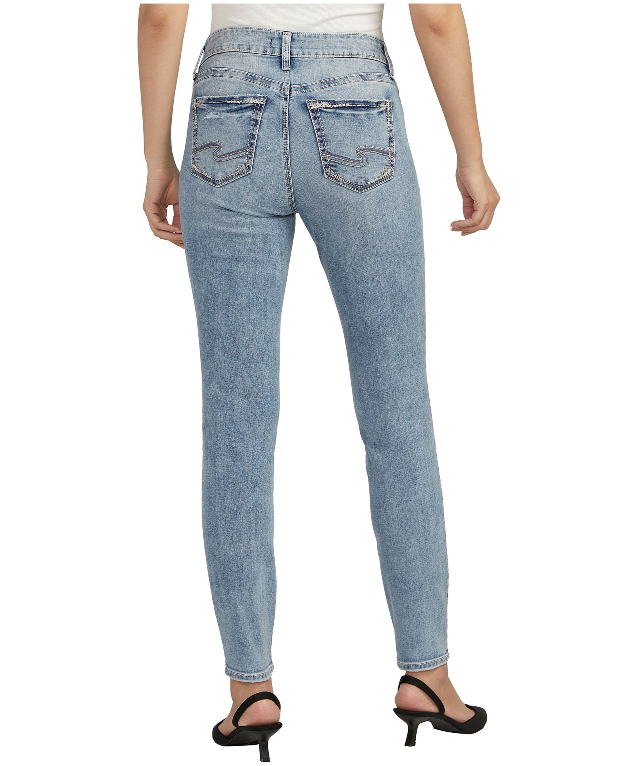 Silver Womens Elyse Mid Rise Curvy Fit Skinny Jeans Marks