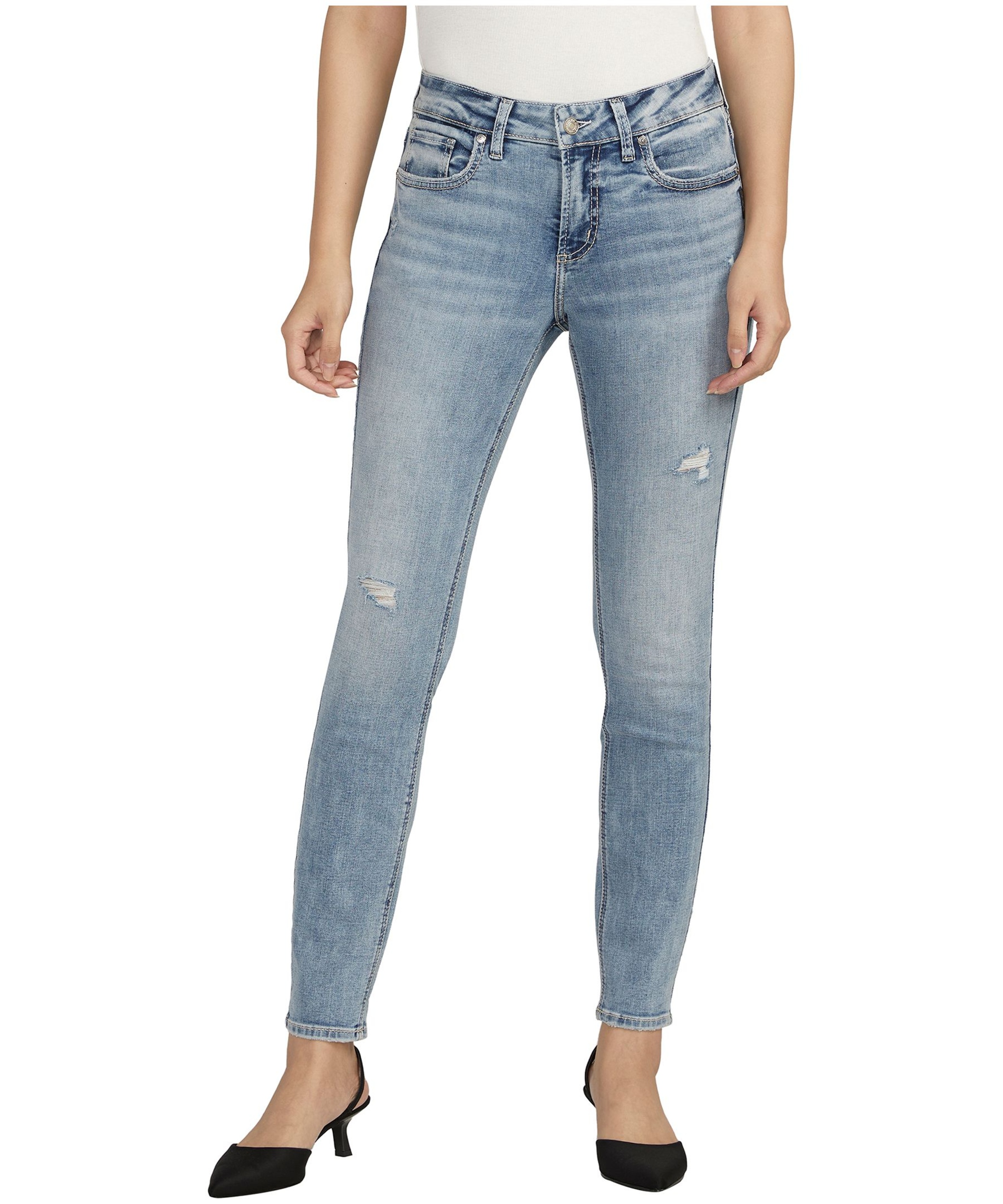 Silver Womens Elyse Mid Rise Curvy Fit Skinny Jeans Marks