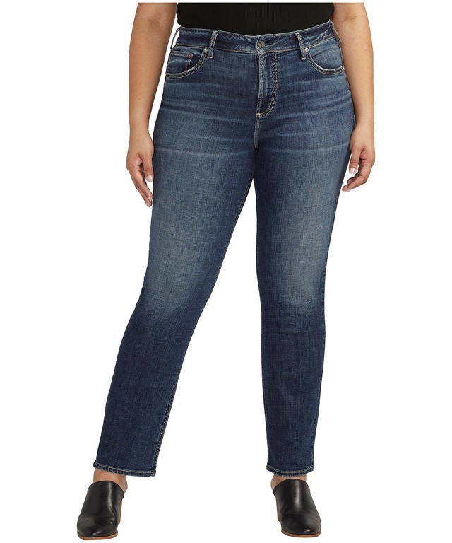 Silver Womens Avery High Rise Curvy Fit Straight Leg Jeans Marks