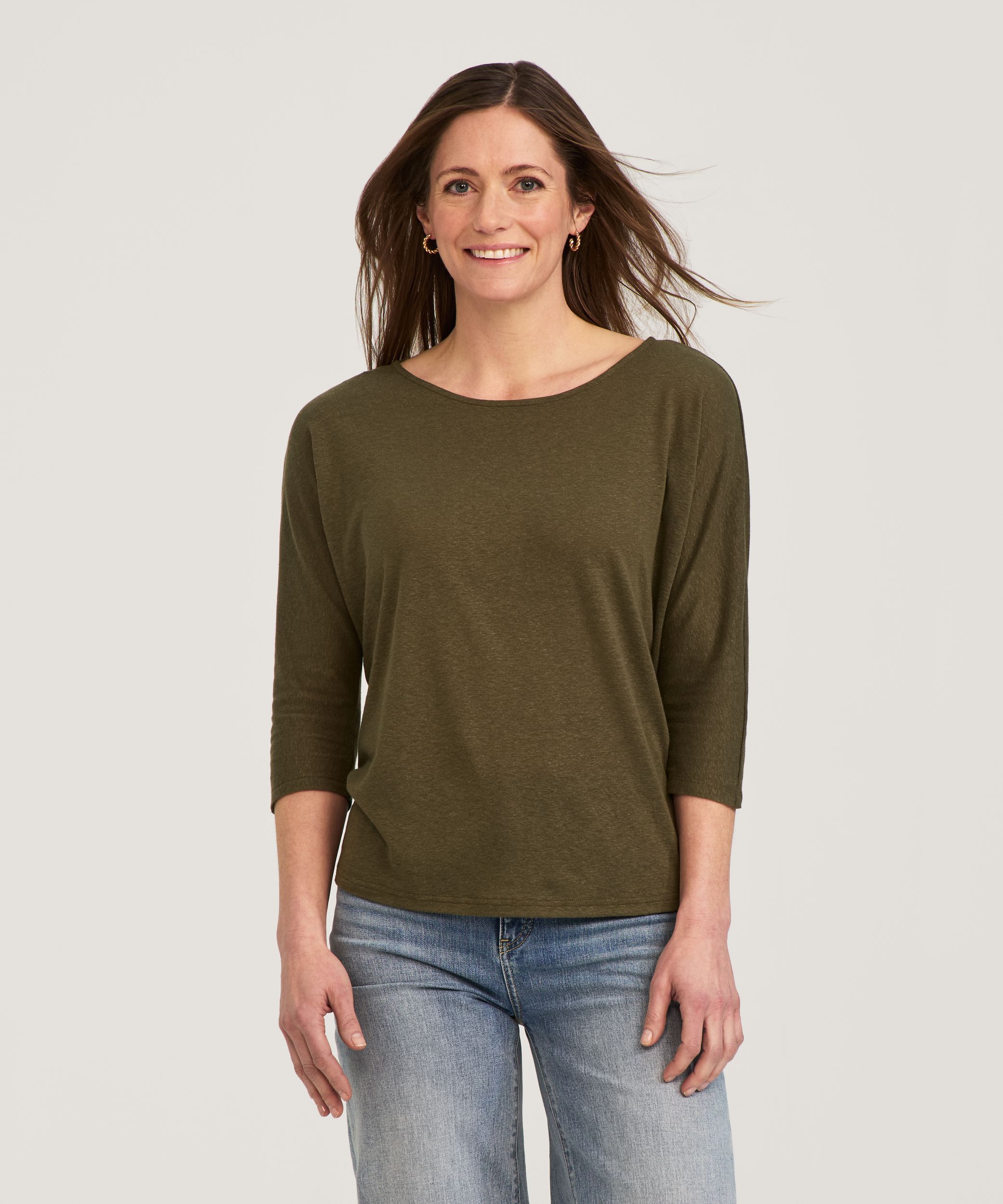 Denver Hayes Women's 3/4 Sleeve Boat Neck Linen T-Shirt | Mark's
