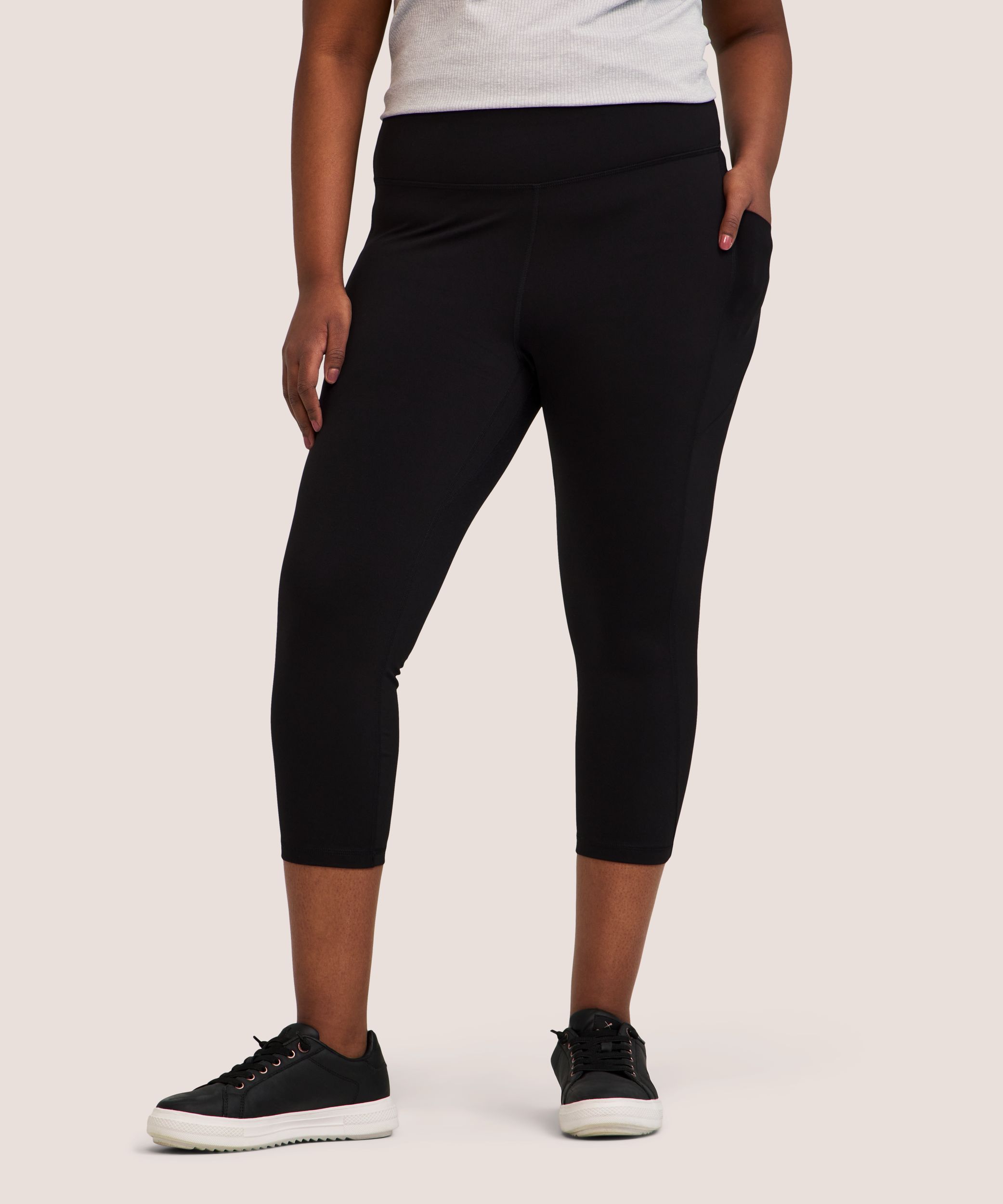 Shambhala Women's Live-In Comfort High Rise Crop Leggings with Pockets ...