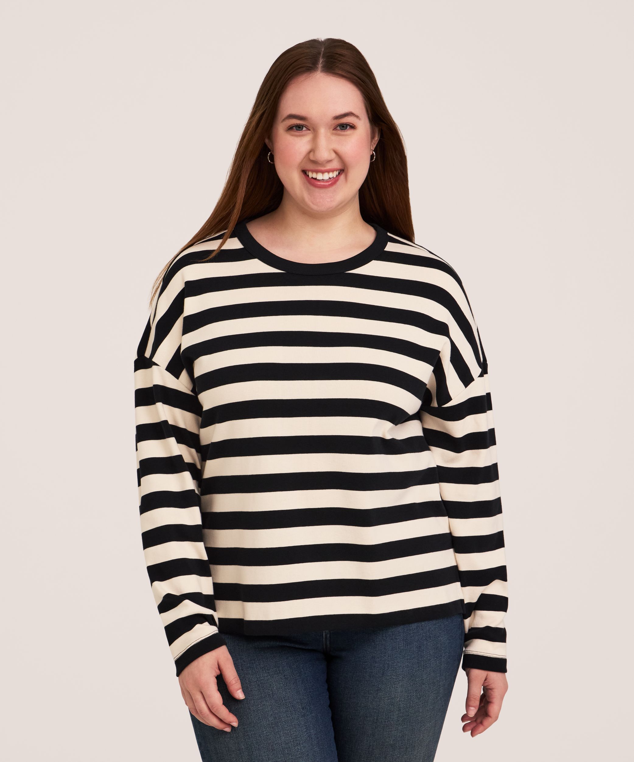 Denver Hayes Women's Long Sleeve Heavy Weight Structured Cotton Top ...