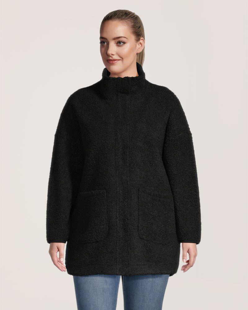 Veste à glissière pleine longueur en molleton long bouclé pour femmes, Denver Hayes | L’Équipeur