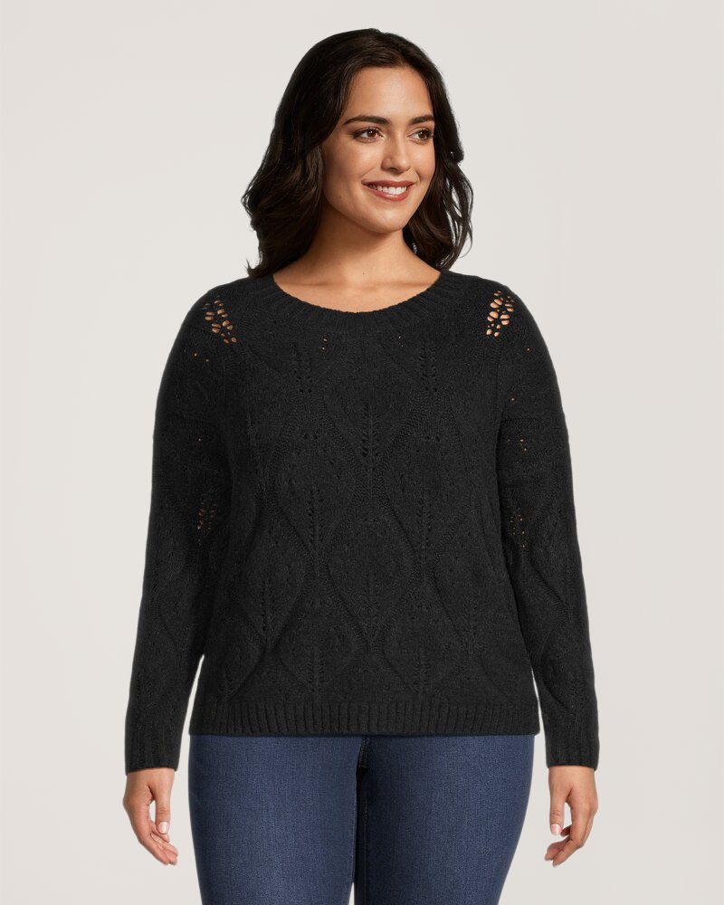 Denver Hayes Women's Luxe Relaxed Fit Pointelle Pullover Sweater | Mark's