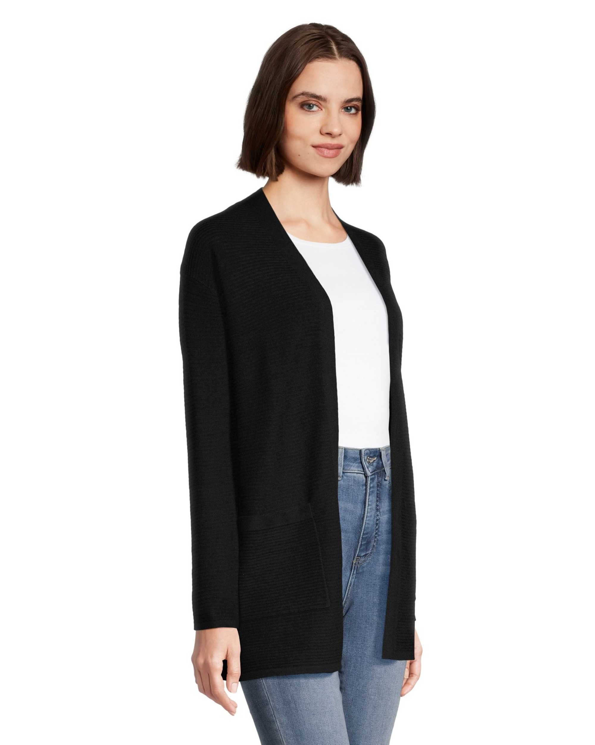 Denver Hayes Women's Semi Fitted Ribbed Open Front Cardigan | Mark's