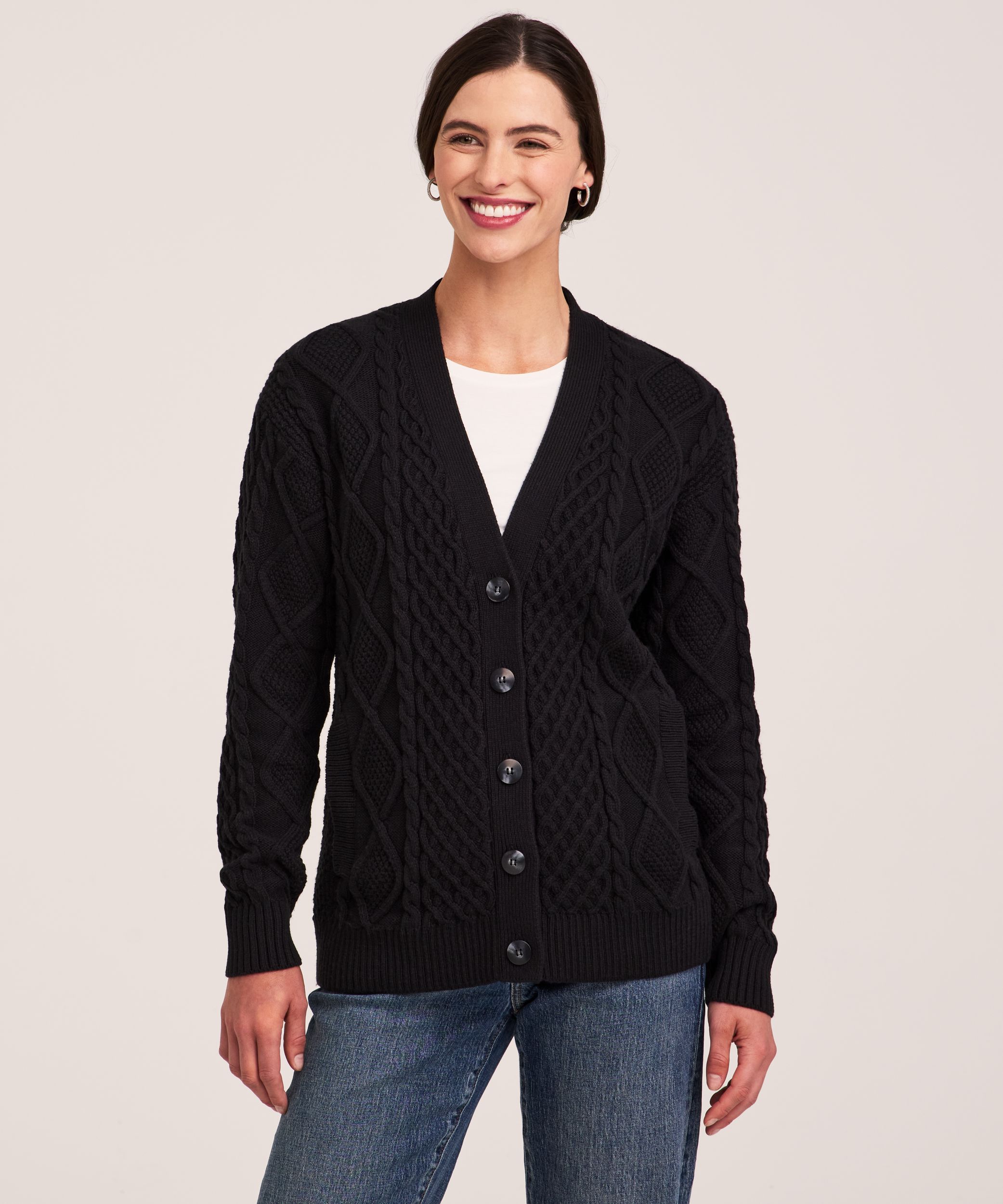 Cardigan à maille torsadée en mélange de coton pour femmes, WindRiver | L’Équipeur