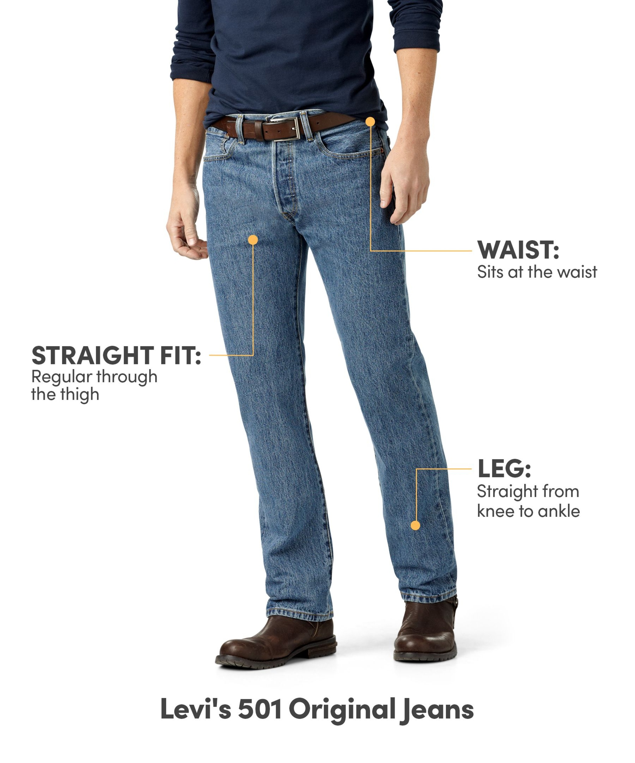 Levi's Men's 501 Original Fit Stone Washed Denim Jeans | Mark's