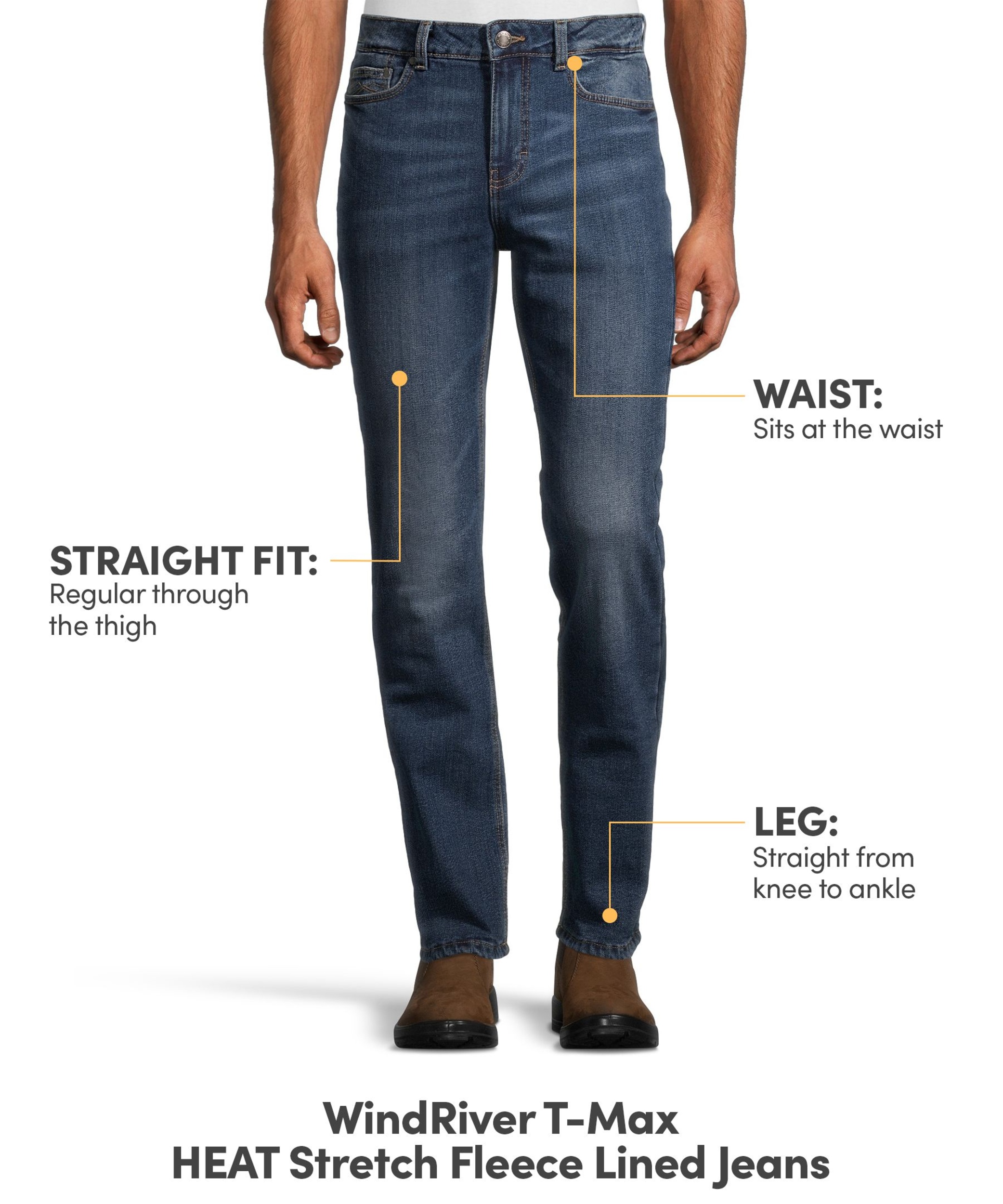 WindRiver Men's Warm T-Max HEAT Stretch Fleece Lined Straight Fit Jeans ...