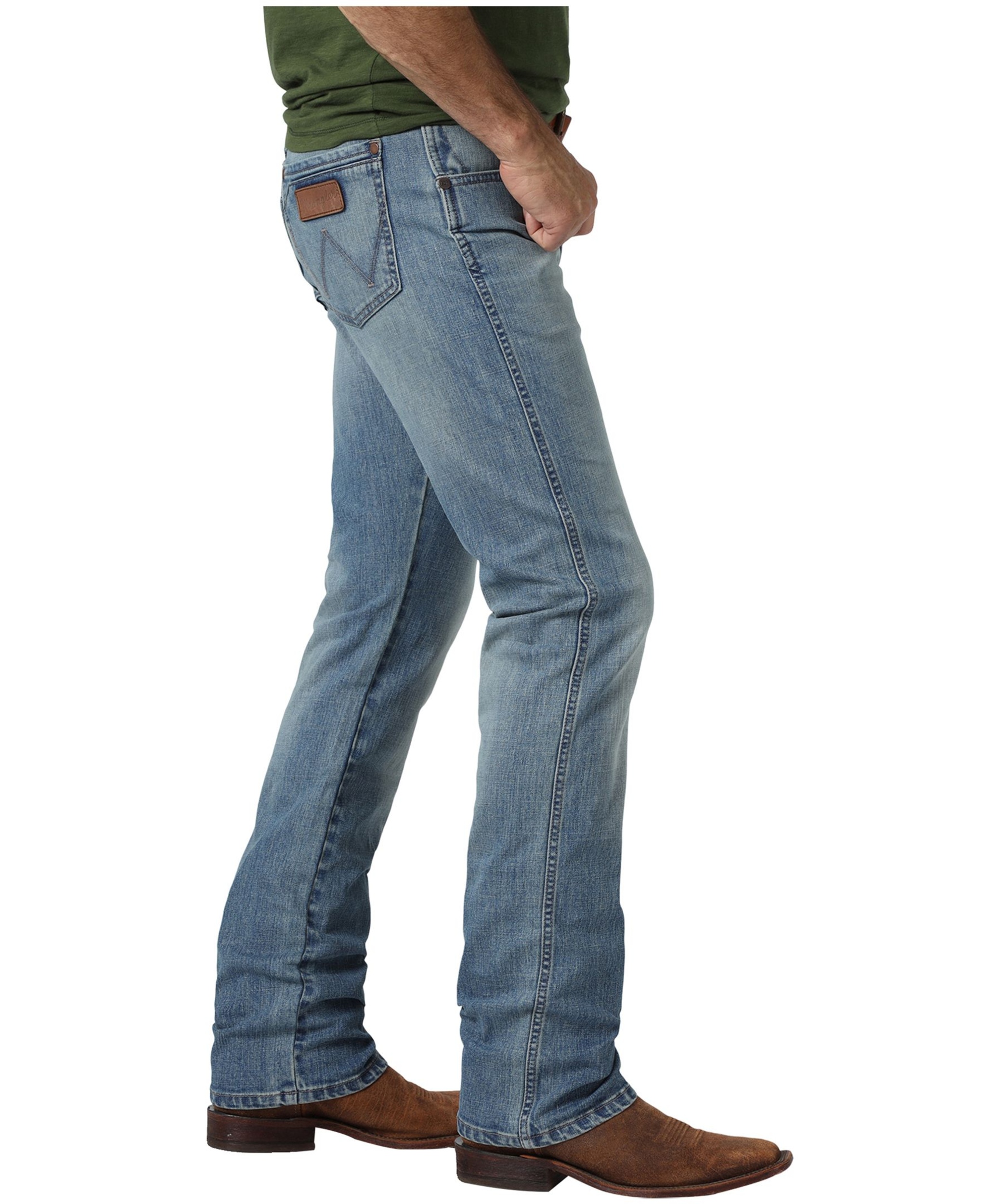 Wrangler Mens Retro Mid Rise Slim Straight Stretch Denim Jeans Marks