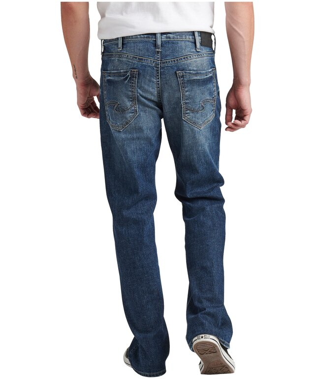 Jean coupe décontractée en denim extensible confortable à jambe droite ...