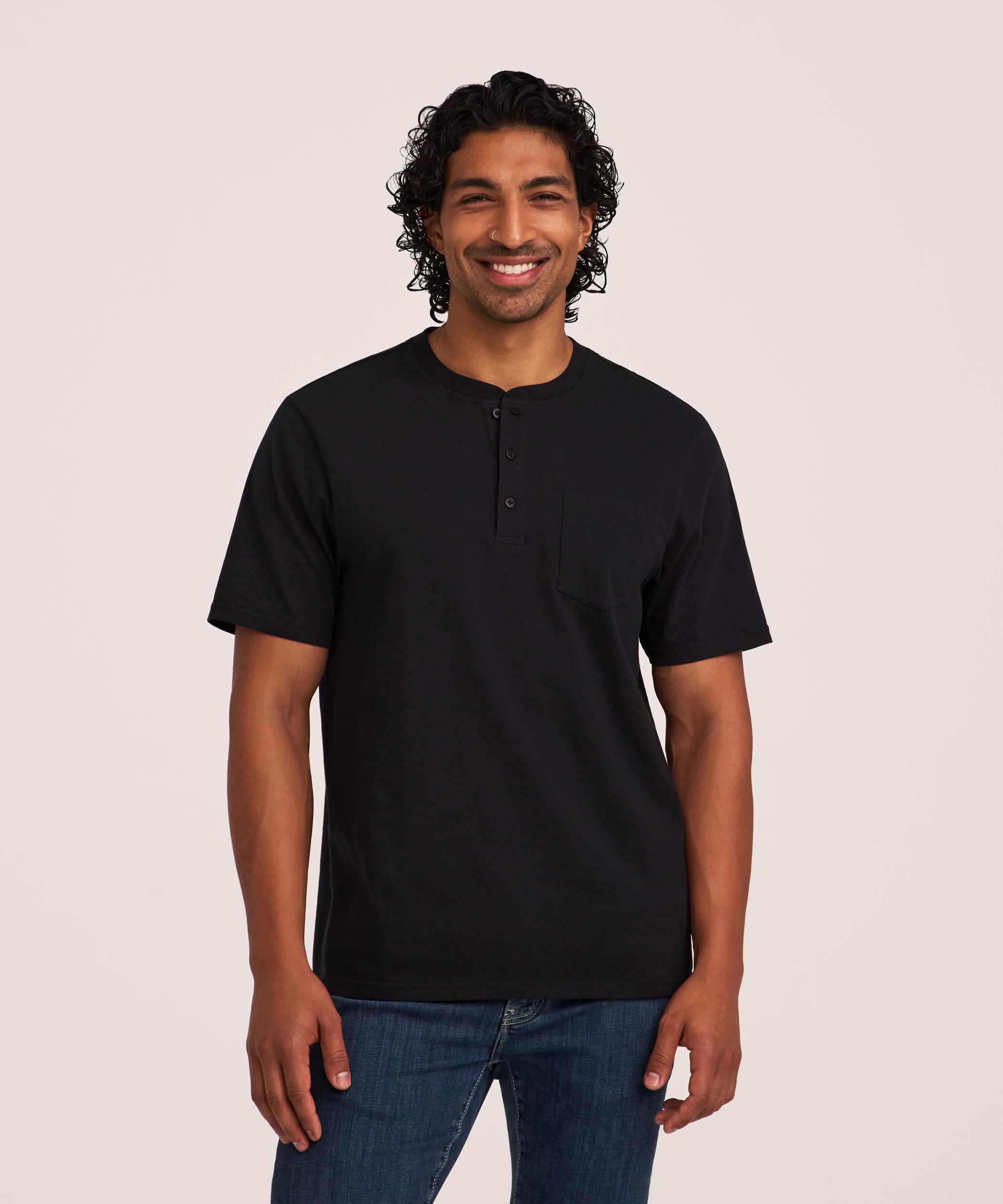 Denver Hayes Men's 50 Wash Short Sleeve Classic Fit Henley Shirt | Mark's