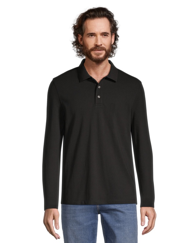 Denver Hayes Men's 50 Wash Stretch Pique Long Sleeve Polo Shirt | Mark's