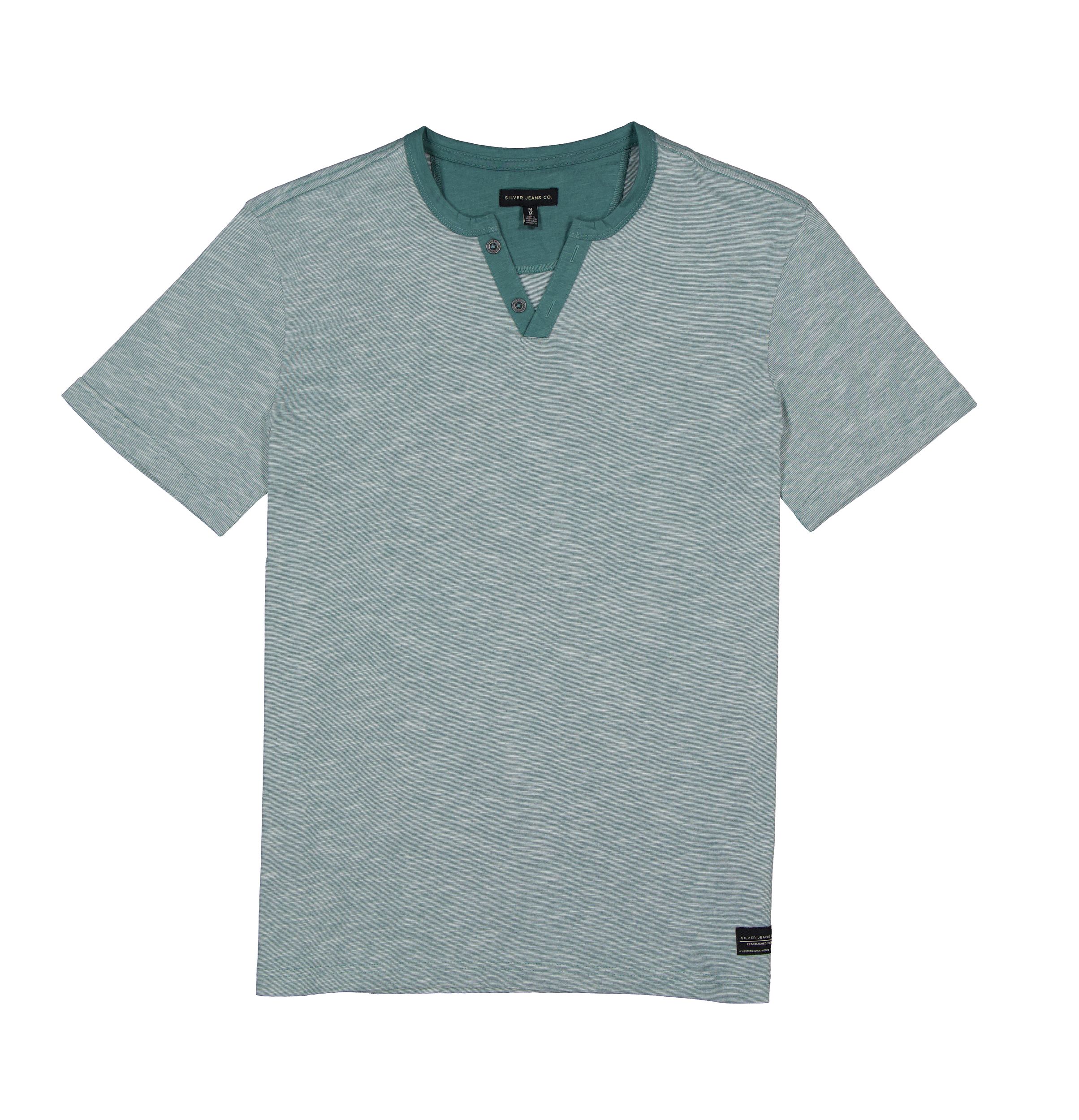 Silver Men's 2 Button V Notch-Neck Shirt | Mark's