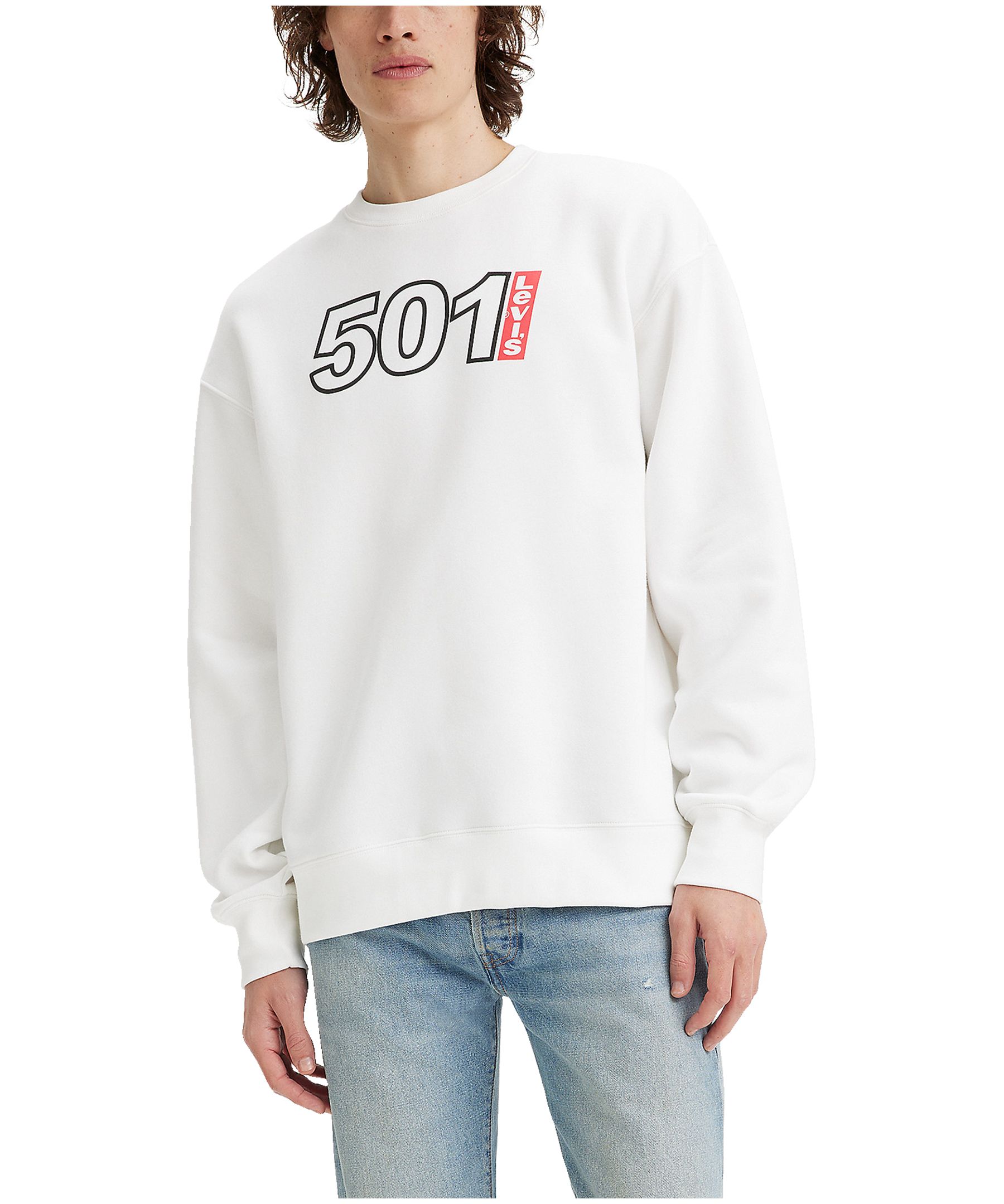 Levi's Men's 501 Logo Relaxed Fit Fleece Crewneck Sweatshirt | Mark's