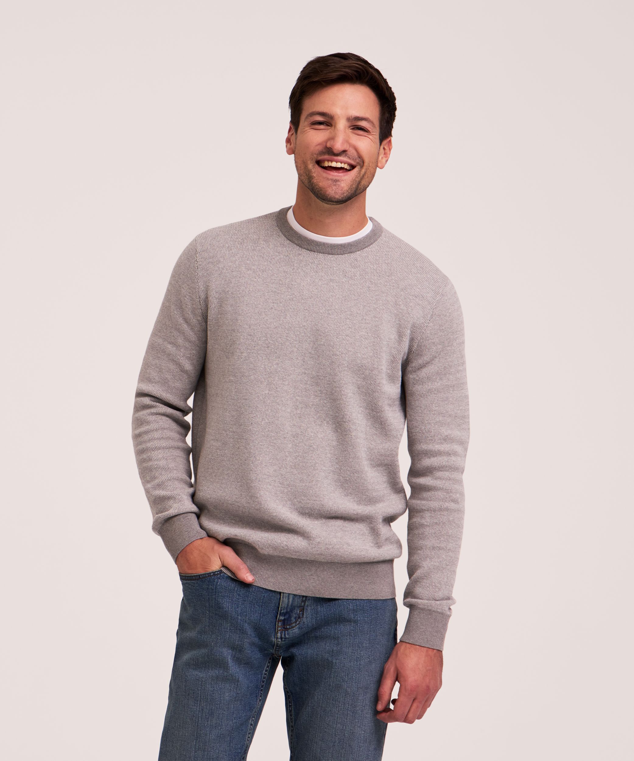 Denver Hayes Men's Soft Cotton Birdseye Stitch Crew Sweater | Mark's