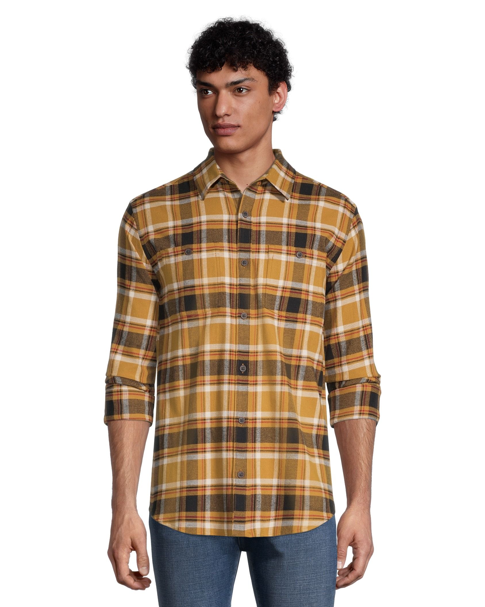 WindRiver Men's Stretch Regular Fit Basic Flannel Shirt | Marks