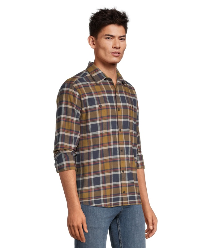 WindRiver Men's Long Sleeve Button Down Basic Stretch Flannel Shirt | Marks