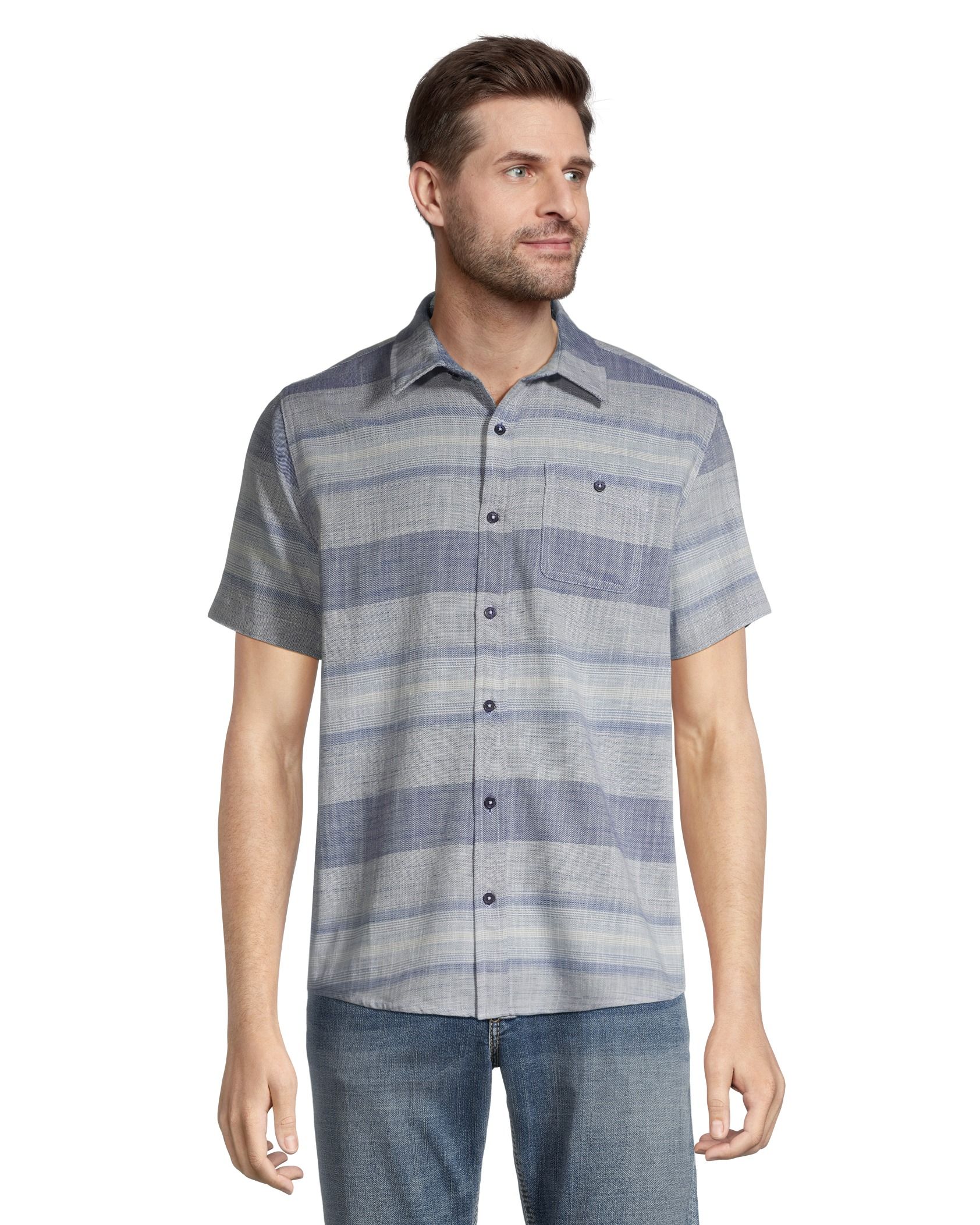 Silver Men's Striped Button Down Cotton Shirt | Mark's