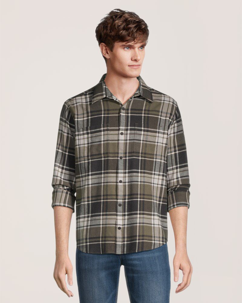 WindRiver Men's Basic Stretch Flannel Snap Down Shirt | Mark's