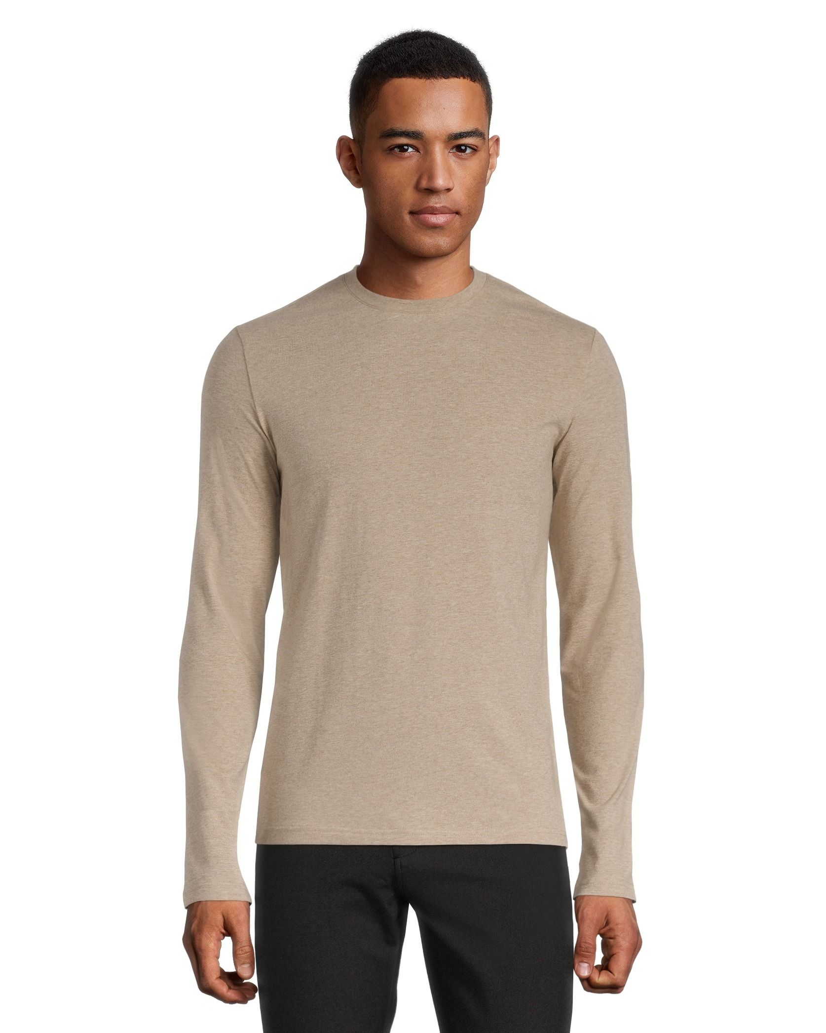 Denver Hayes Mens Stretch Long Sleeve Modern Fit Crewneck T Shirt Marks