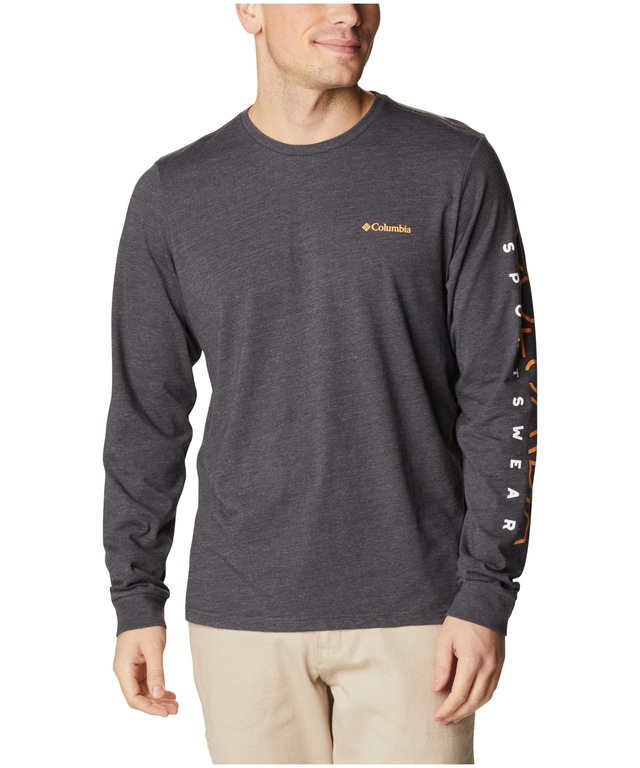 Columbia Men's Basic Logo Long Sleeve Crewneck Graphic Organic Cotton T ...